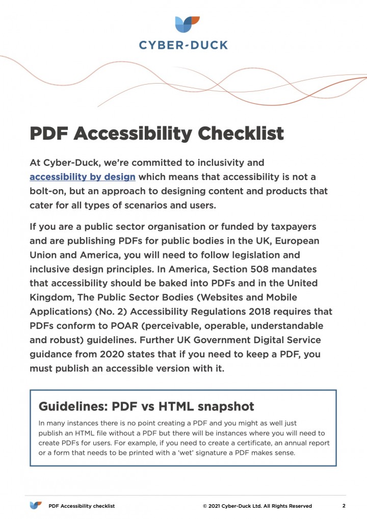 The PDF Accessibility Checklist from Cyber-Duck The PDF Accessibility Checklist from Cyber-Duck