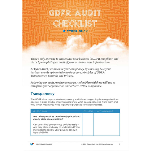 Download Your Free GDPR Audit Checklist | Cyber-Duck